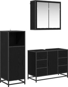 Sada koupelnového nábytku 3 ks Černý dub 80 x 33 x 60 cm 3402313