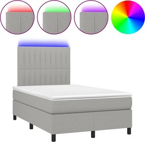 Box spring postel s matrací a LED světle šedá 120x190 cm textil 3270211