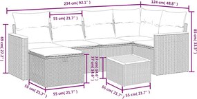 7dílná zahradní sedací souprava s poduškami černá polyratan 3265304