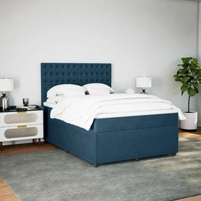 Box spring postel s matrací modrá 140 x 190 cm samet 3294650