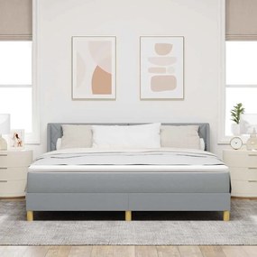 Postel s boxspringem s čelo Světle šedá 200 x 180 cm textil 3341370