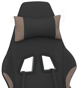 Petromila Herní židle s podnožkou černá a taupe textil