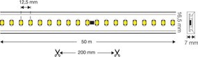 SLC S17100 LED pásek 230V 8W/m 800lm/m 2700K Ra80 stmívatelný IP65 50m - TLG