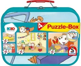 SCHMIDT Puzzle Bobo Plch 4v1 / 26+26+48+48 dílků / plechová krabička