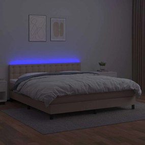 Box spring postel matrace a LED cappuccino 160x200cm umělá kůže 3134236
