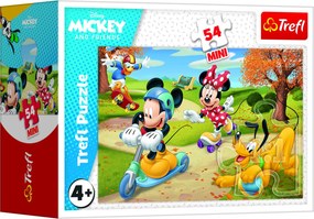 Trefl Minipuzzle 54 dílků Mickey Mouse Disney/ Den s přáteli 4 druhy v krabičce 9x6,5x4cm 40ks v boxu