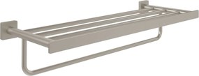 Villeroy & Boch Elements Striking - Držák ručníku s poličkou, délka 60 cm, matný kartáčovaný nikl TVA15200600064