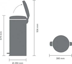 Bílý nášlapný ocelový odpadkový koš 30 l NewIcon – Brabantia