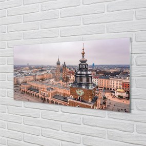akrylový obraz Krakov Panorama zimních kostelů 125x50 cm