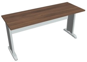 Stůl pracovní rovný 160 cm hl. 60 cm - Hobis Cross CE 1600 Dekor stolové desky: ořech, Dekor lamino podnože: šedá, Barva nohou: Stříbrná