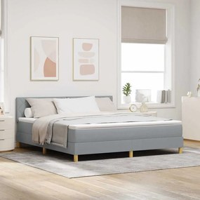 Postel s boxspringem s čelo Světle šedá 180 x 200 cm textil 3339014