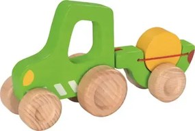 GOKI Dřevěný traktor s vlečkou / od 2 let