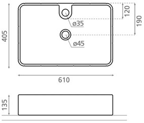 Bathco 4161 - Umyvadlo na desku CIRCUS 61x40,5 cm porcelán/béžová