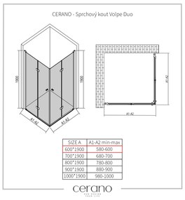 CERANO - Sprchový kout Volpe Duo L/P - černá matná, transparentní sklo - 60x60 cm - skládací