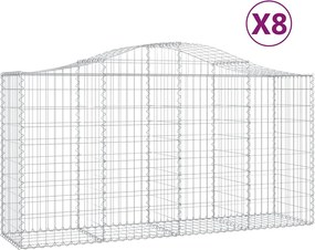 Klenuté gabionové koše 8 ks 200x50x100/120cm pozinkované železo 3145646