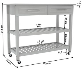 Servírovací vozík MEDINA MDF světle šedá barva