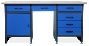 Pracovní stůl se zásuvkami FRANK, 1700 x 850 x 600 mm, antracitově modrý