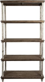 Bílo-hnědý antik dřevěný konzolový regál Bookrino - 110*40*210 cm