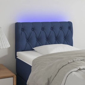 Čelo postele s LED modré 80 x 7 x 78/88 cm textil 3121928