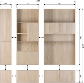 Modulární knihovna v dekoru dubu v přírodní barvě 110x199 cm Modulair – vtwonen