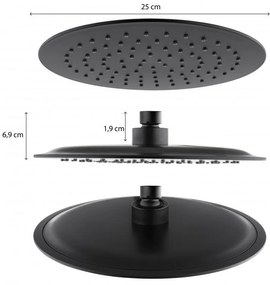 Erga Erga, SLIM sprchová hlavice o průměru 25cm, černá matná, ERG-YKA-BP.BRG25-BLK