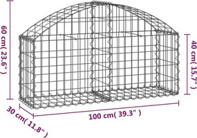 Klenutý gabionový koš 100 x 30 x 40/60 cm pozinkované železo 153422
