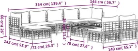 vidaXL 10dílná zahradní sedací souprava s poduškami antracit polyratan [3186805] Barva polštáře: Béžová