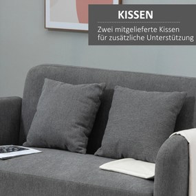HOMCOM Dvoumístná rozkládací pohovka s polštáři, nastavitelné podnožky, sametový polyester, kaučukové dřevo, pěna, 2místná, potah látka| Aosom