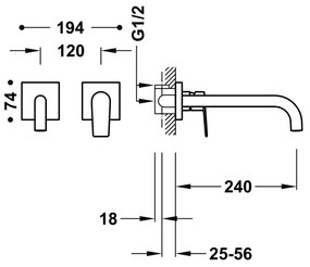 PROJECT TRES Jednopátková nástěnná baterie, černý bronz 21130002KMB