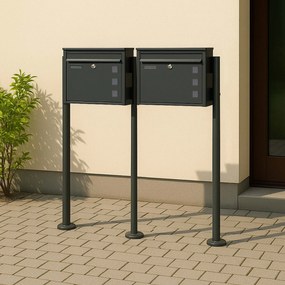 Poštovní schránka Wiltec – 1000 × 150 × 1200 mm, sada 2 ks, antracitová (60483)