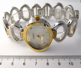 Foibos Dámské šperkové stříbrné hodinky s kamínky na pásku Foibos 24221 BICOLOR