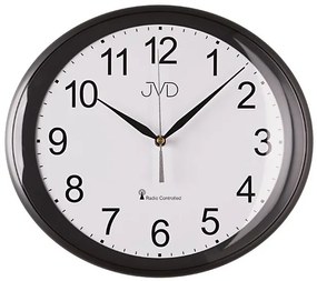 Černé luxusní oválné přesné rádiem řízené hodiny JVD RH64.1