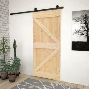 Posuvné dveře se setem kování 80 x 210 cm masivní borové dřevo,  3057490