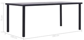 vidaXL Marketos Jídelní stůl černý a betonově šedý 200 x 100 x 75 cm MDF