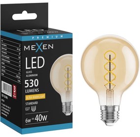Mexen Vintis Žárovka filament spirála LED E27, G80, 6W, Teplá - 2200K, 530 lm, jantarová - L165-E27-0622-50