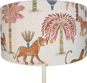 Japandi stojací lampa béžová s vícebarevným stínidlem se zvířecím potiskem 50 cm - Simplo