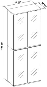 Zrcadlová víceúčelová skříň s policemi Mirror, 74 cm, bílá