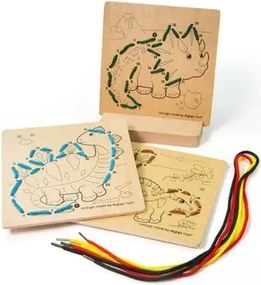 Bigjigs Toys Provlékání podle čísel - Dinosauři / od 3 let