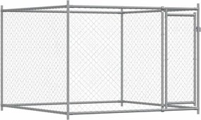 Klec pro psy s dvířky šedá 6 x 2 x 1,5 m pozinkovaná ocel 3209574