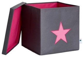 STORE IT Úložný box s víkem šedá /růžová hvězda