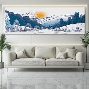 Obraz na plátně - Slunce zapadá a ptáci zpívají FeelHappy.cz Velikost obrazu: 90 x 30 cm