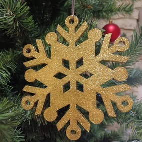 Vánoční ozdoba vločka III, pr. 15 cm, zlatá, překližka, venkovní