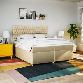 Box spring postel s matrací krémová 200x200 cm textil 3291399