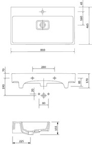 Cersanit VIRGO keramické umyvadlo zapuštěné, 80x46 cm, K118-002