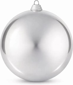 Velká vánoční koule 30 cm, stříbrná, lesklá, UV