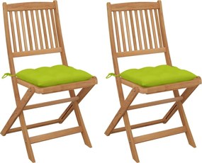 vidaXL Skládací zahradní židle s poduškami 2 ks masivní akáciové dřevo [3064660] Barva: krémová