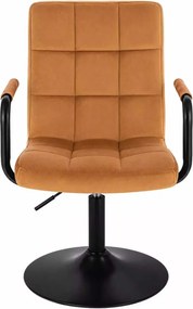 LuxuryForm DESIGN Otočná židle VERONA BLACK VELUR na černém talíři - medová