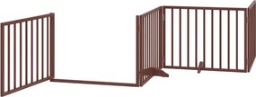 Zábrana pro psy s dvířky skládací 6 panelů hnědá 480 cm topol 3155577
