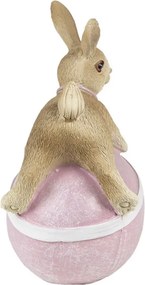 Dekorace králíček na růžovém vajíčku s mašlí - 8*6*12 cm
