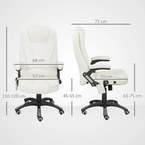 Vinsetto Ergonomická židle ke stolu s masážní funkcí, 68 x 72 x 110–120 cm, krémově bílá